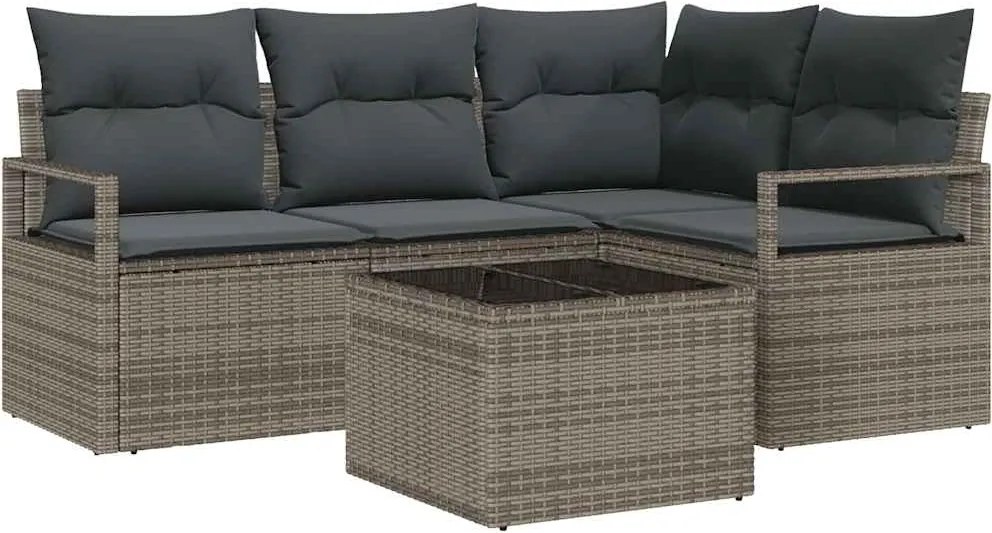 Set pohovek 5 ks Světle šedá polyratan 3355038