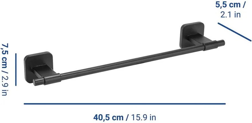 Matně černý držák na ručníky bez vrtání Turbo-loc z nerezové oceli Porto – Wenko