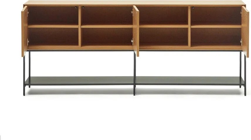 Nízká komoda v dekoru dubu v přírodní barvě 195x80 cm Vedrana – Kave Home