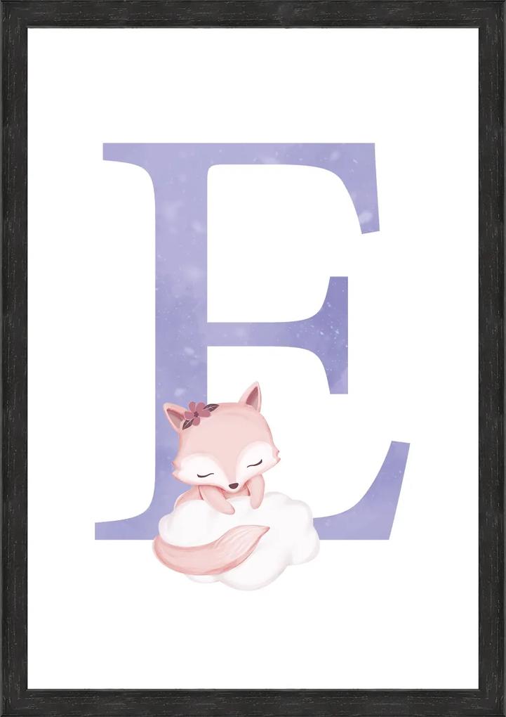Abeceda písmena s liškou - Obraz, Plakát Velikost: A3 - 29,7x42 cm, Volba rámu: s bílým rámem, Písmeno: N