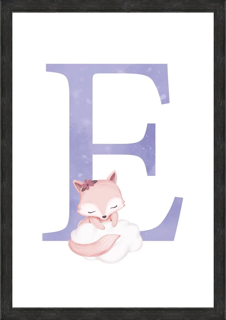 Abeceda písmena s liškou - Obraz, Plakát Velikost: B2 - 50x70 cm, Volba rámu: s bílým rámem, Písmeno: F