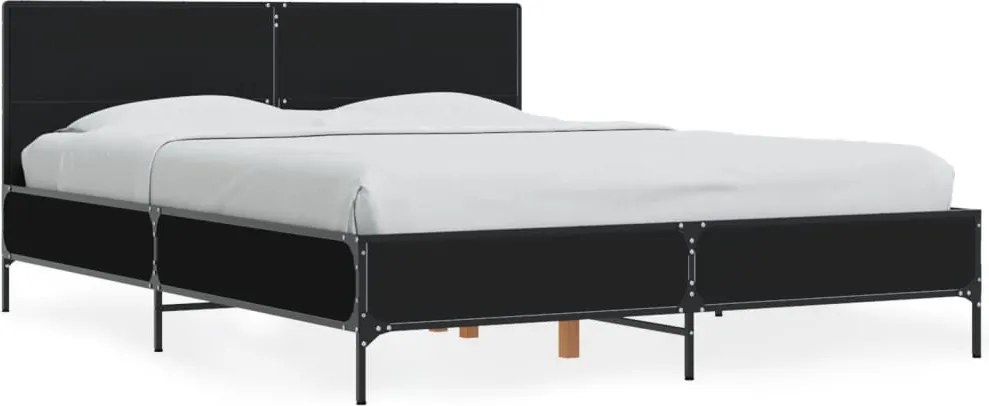 Rám postele černý 140 x 190 cm kompozitní dřevo a kov 3280032
