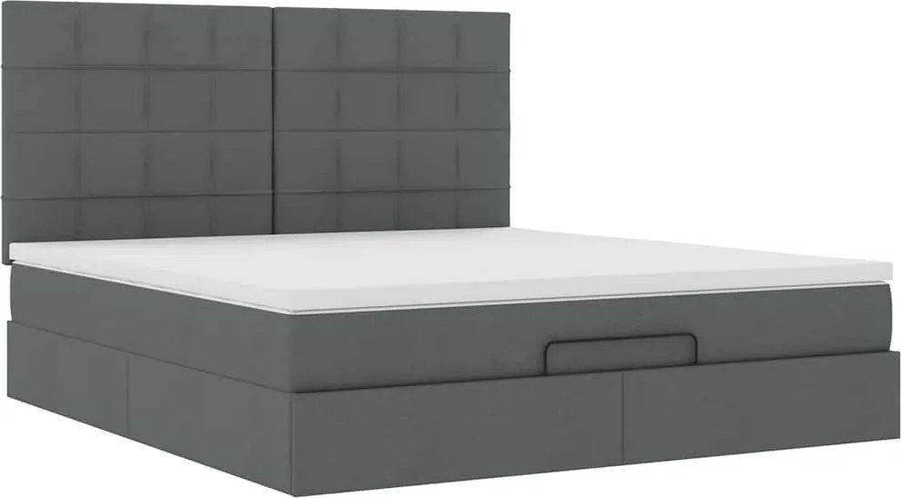 Osmanský rám postele s matrací tmavě šedá 160x200cm textil 3313169