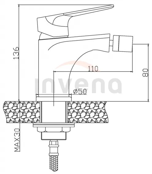 Invena Dokos, bidetová baterie, chromová, INV-BB-19-001-V