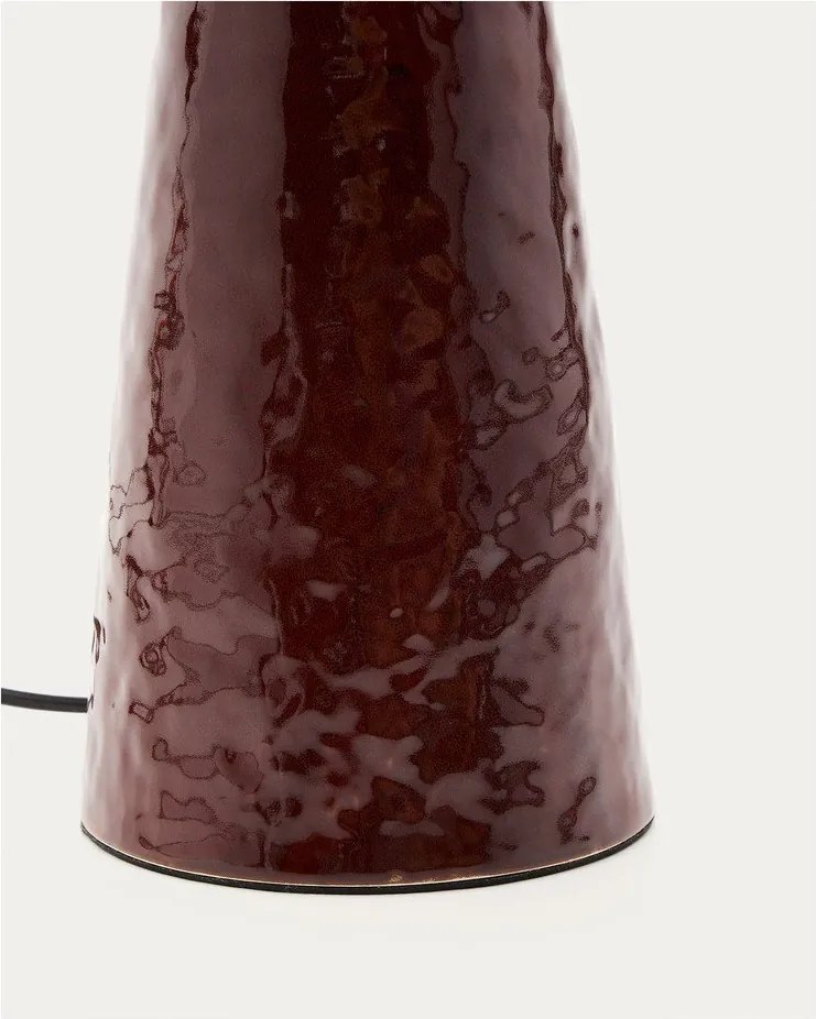 Červená/bílá stolní lampa s textilním stínidlem (výška 49 cm) Drava – Kave Home