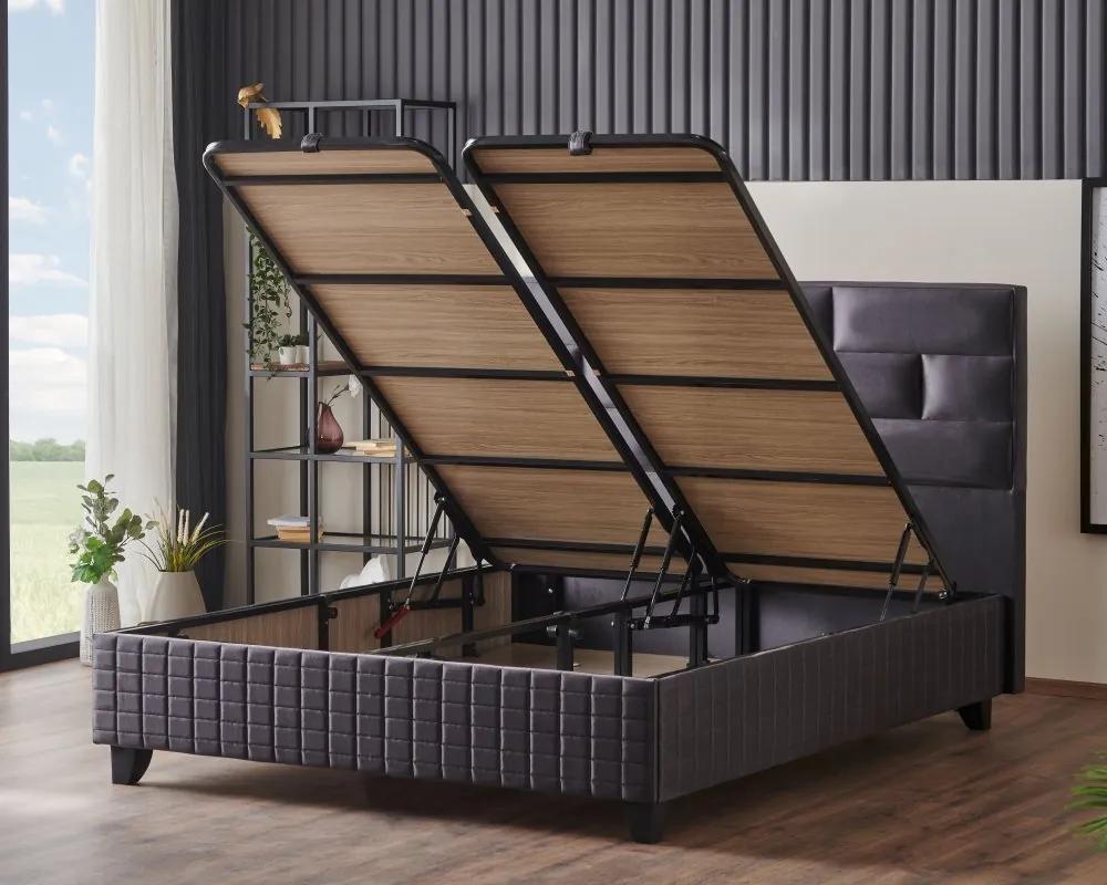 Čalouněná postel NATIVE s matrací - antracit 100 × 200 cm