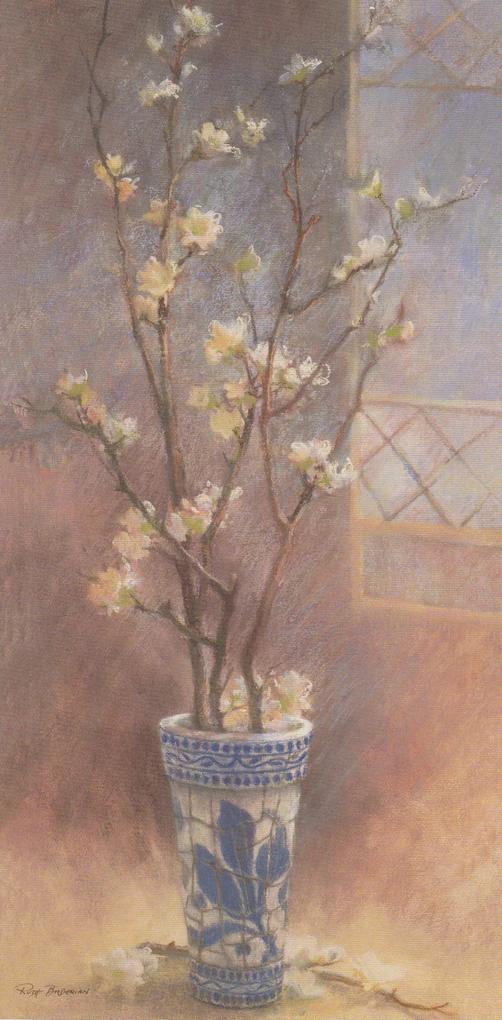 ART-STYLE Obrázek 13x25, kvetoucí švestka, rám sv. dub - červotoč