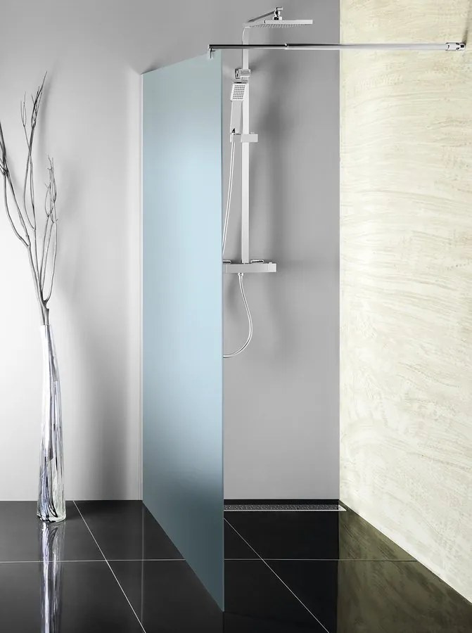 Aqualine Sapho, WALK-IN stěna k instalaci na zeď se vzpěrou, jednodílná, 1000 mm, matné sklo