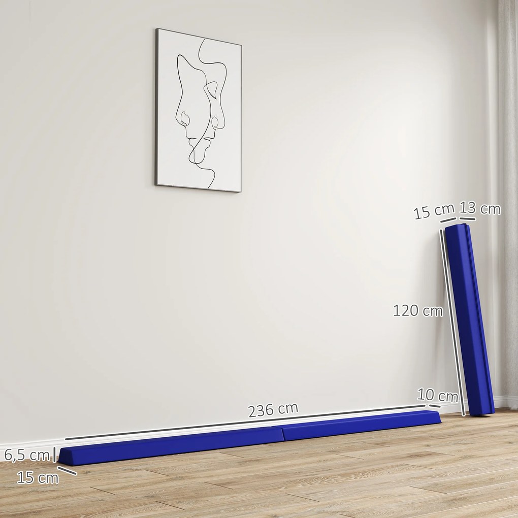 SPORTNOW 236 cm skládací kladina, přenosná gymnastická kladina, protiskluzová kladina, gymnastická a balanční kladina do 80 kg, pro děti od 3 let, vn…