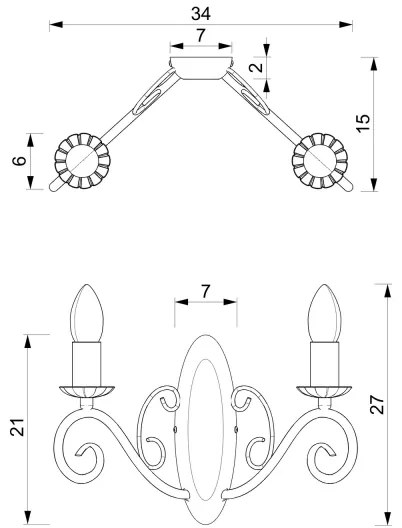 Nástěnné svítidlo MAURO 2xE14/60W/230V
