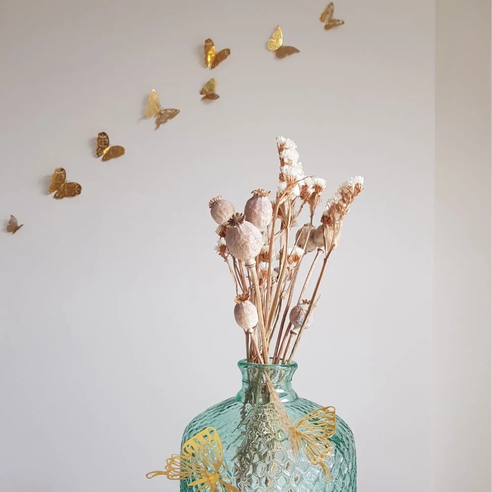 Sada 36 samolepicích nástěnných motýlů ve zlaté barvě Ambiance Butterflies Gold