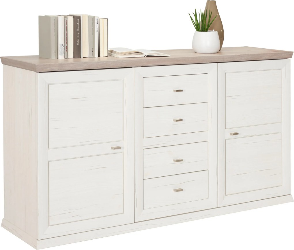 XXXLutz ŠIROKÁ KOMODA, šedá, bílá, 160/89/43 cm Hom`in - Široké komody - 000003000108