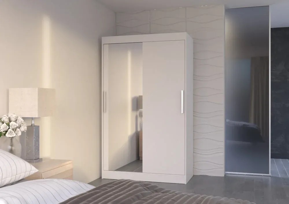 Skříň posuvná se zrcadlem BARIO 120 bílá