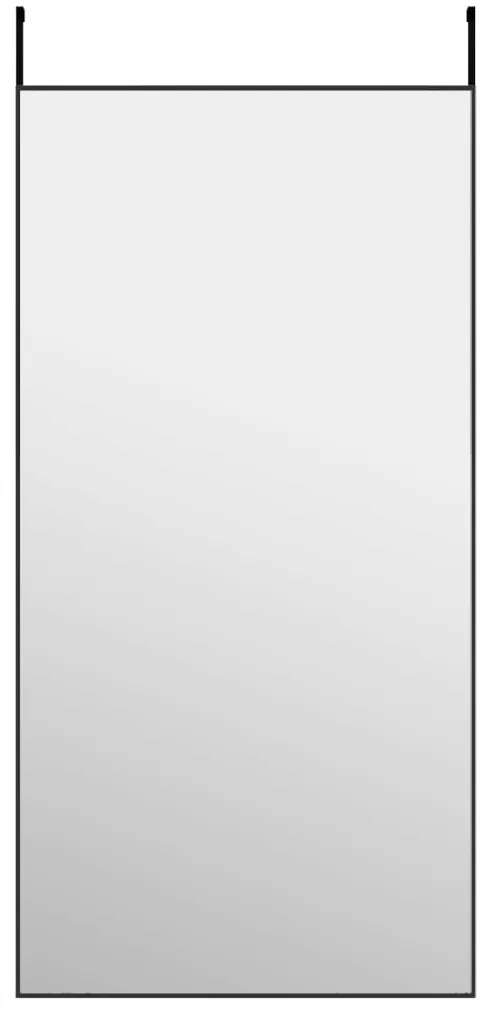 Zrcadlo na dveře černé 50 x 100 cm sklo a hliník - Default Title