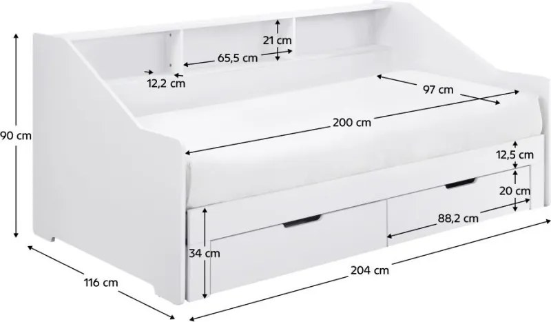 Rozkládací postel, bílá, MONETA Kondela 0000406002