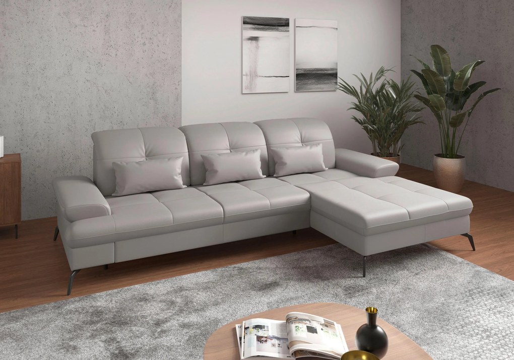 XXXLutz ROHOVÁ SEDAČKA, textil, kůže, světle šedá Sit & More - Sedací soupravy - 000144011737