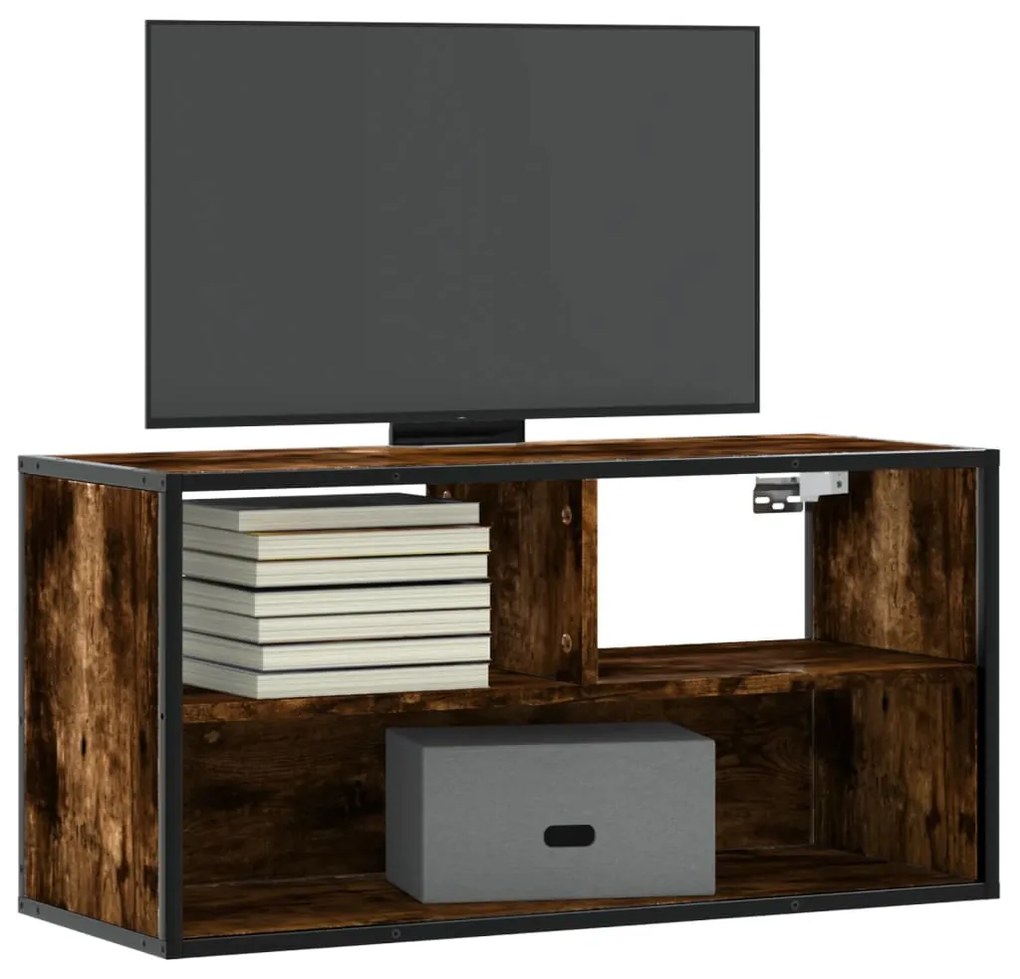 TV skříňka kouřový dub 80 x 31 x 39,5 cm kompozitní dřevo a kov