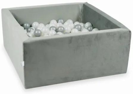 Mimii Suchý bazének + 400 ks kuliček hranatý, samet šedá Rozměr: 110x110x40 cm