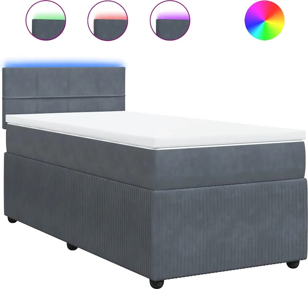 Box spring postel s matrací tmavě šedá 90x190 cm samet 3289927