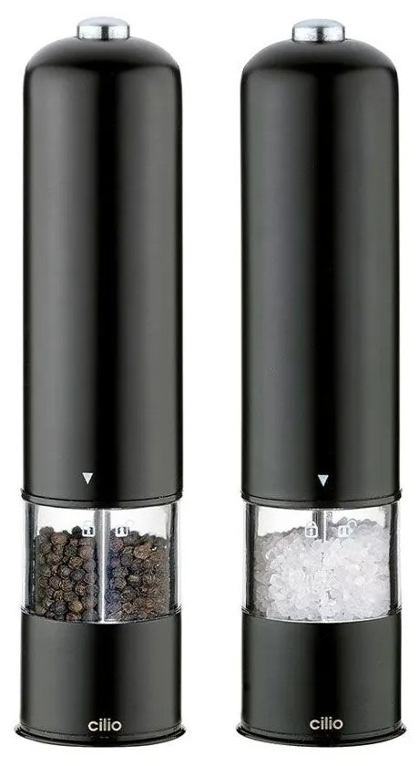 Cilio BERGAMO Sada elektrických mlýnků na pepř a sůl černé 23 cm