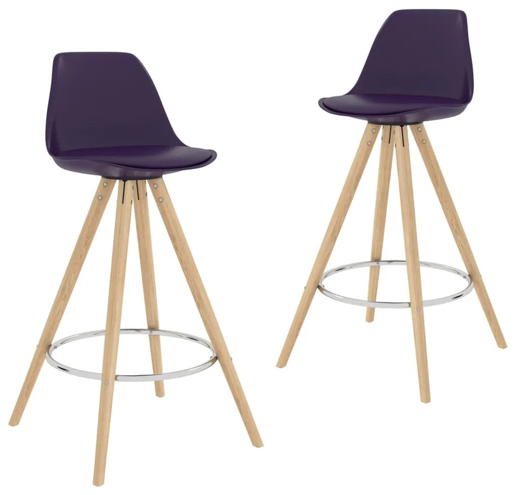 289175 vidaXL Barové stoličky 2 ks šeříkové PP a masivní bukové dřevo