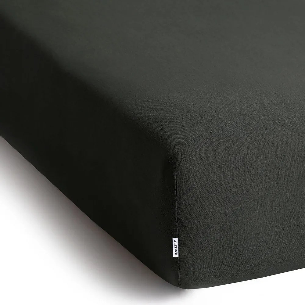 Tmavě šedé napínací prostěradlo jersey 180x200 cm Amber – Restilo