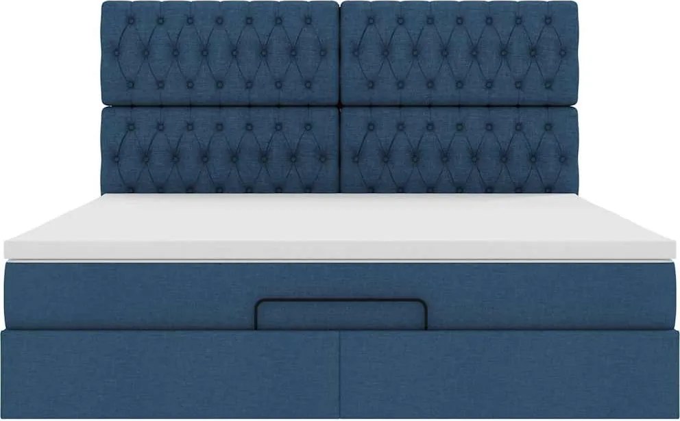 Osmanský rám postele s matrací modrá 180x200cm textil 3313264