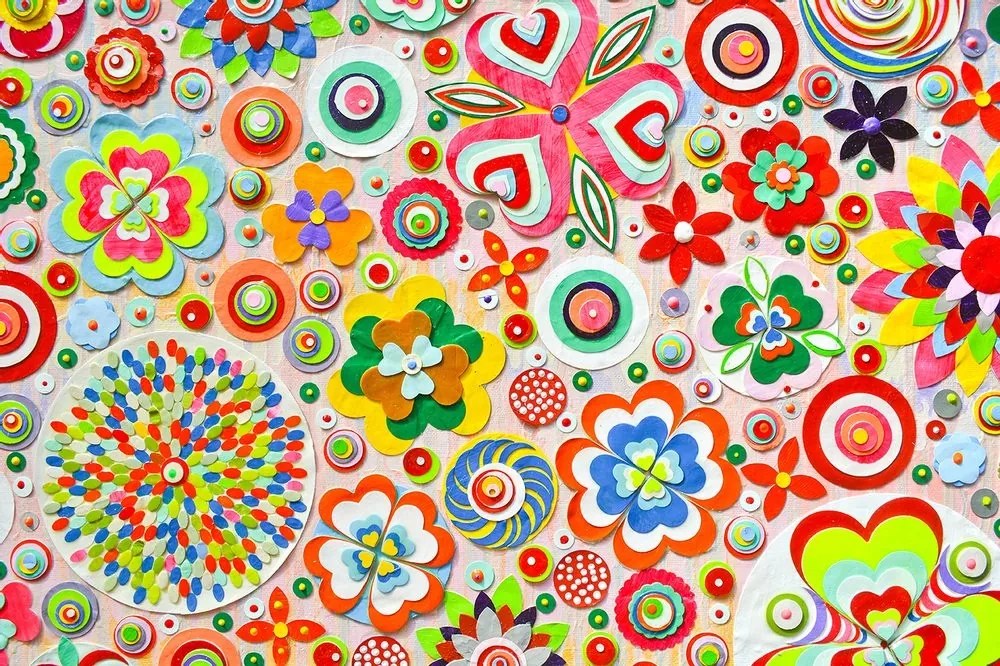 Samolepící tapeta abstrakce květin - 225x150 cm