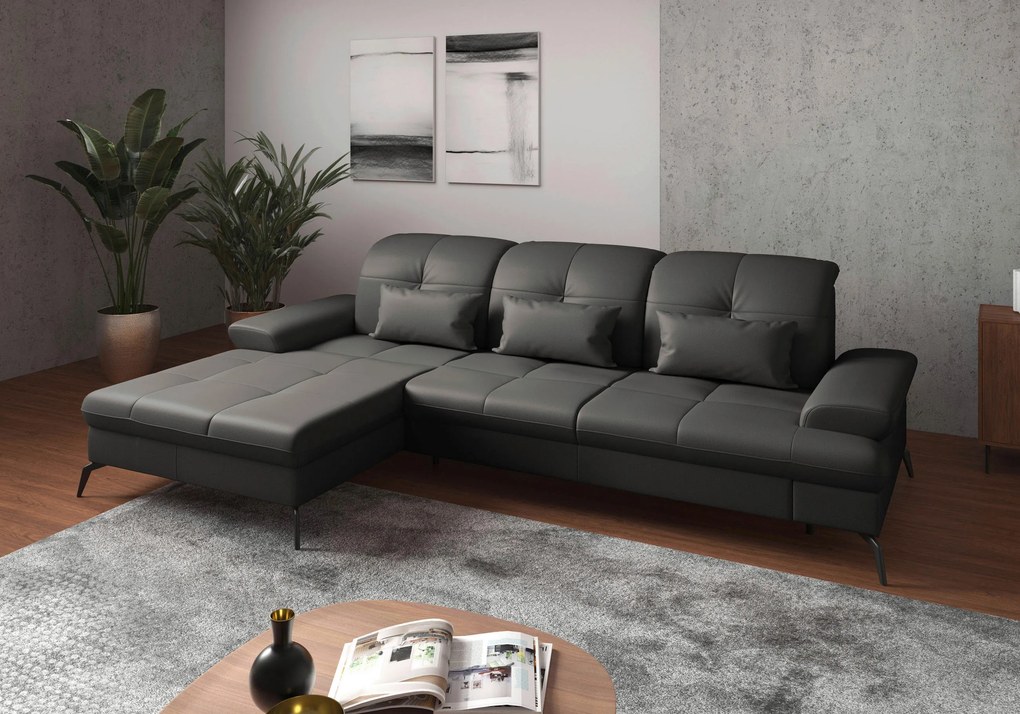 XXXLutz ROHOVÁ SEDAČKA, kůže, antracitová Sit & More - Sedací soupravy - 000144012102