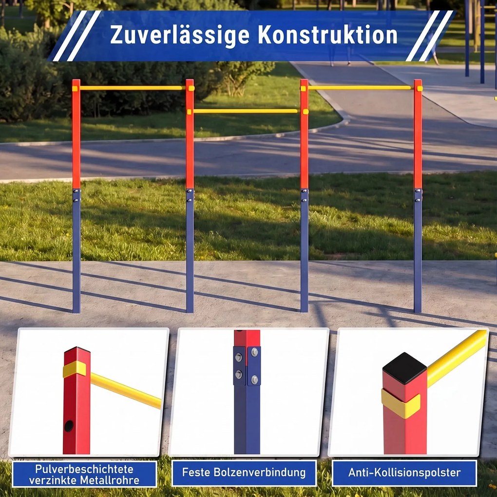 Costway Stahovací tyč vodorovná tyč výškově nastavitelná 80-172 cm z pozinkované