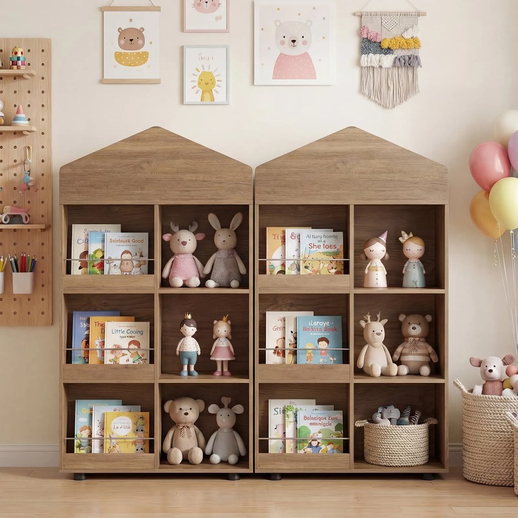 Costway Montessori dětská polička 116 cm knihovna dětská dřevěná a úložný