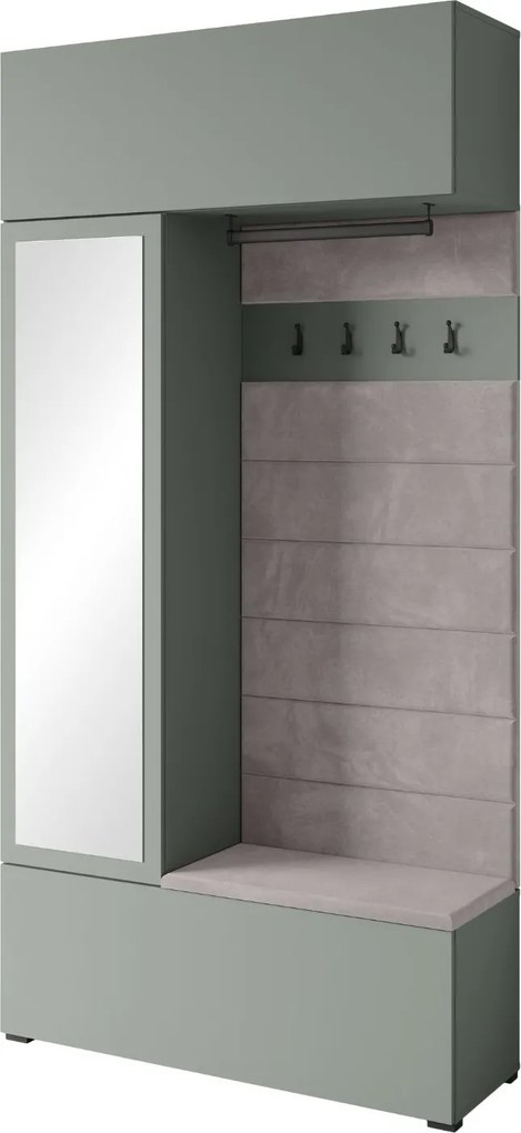 Předsíňová stěna se sedákem 115 cm Tejo mlhavě zelená (TEJ009C+TEJ244)
