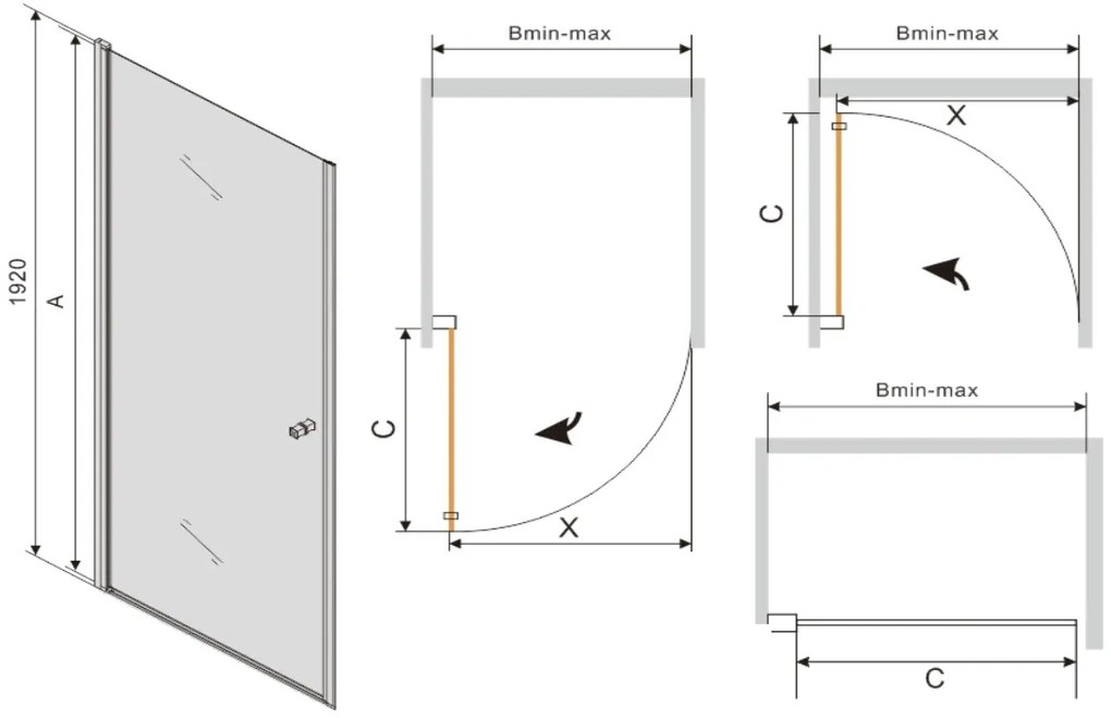 Sprchové dveře MEXEN PRETORIA 75 cm