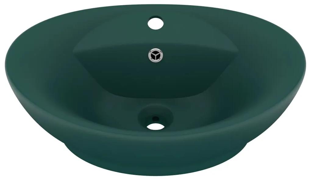 Luxusní umyvadlo přepad oválné tmavě zelené 58,5x39 cm keramika,  146937