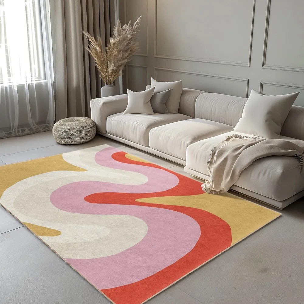 Žlutý/růžový pratelný koberec 120x180 cm Raspberry Creamsicle – Mila Home