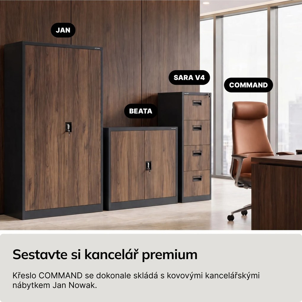 Kancelářské kožené manažerské křeslo hnědé COMMAND
