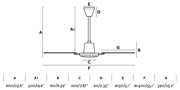 FARO 33111 - Stropní ventilátor MALVINAS pr. 140 cm