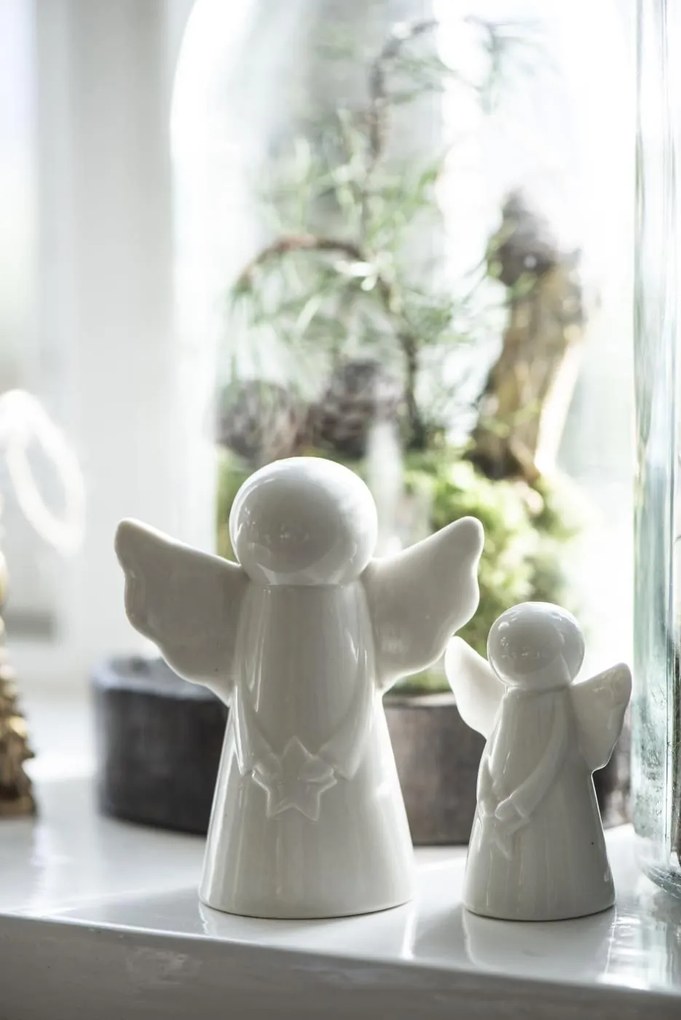 IB LAURSEN Porcelánový anděl Angel Star 10 cm, bílá barva, porcelán
