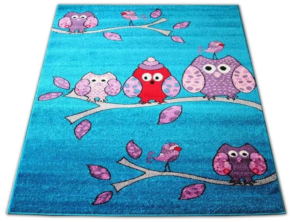 Dětský koberec Sovičky tyrkysový, Velikosti 100x200cm