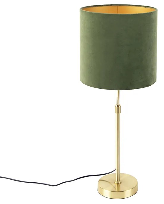 Stolní lampa zlatá / mosaz s velurovým odstínem zelené 25 cm - Parte
