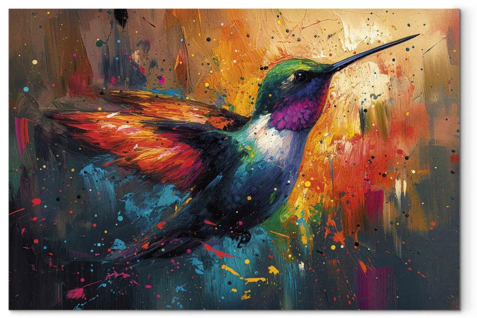 Obraz Bird in Flight - An Artistic Vision of a Hummingbird on a Painterly Background