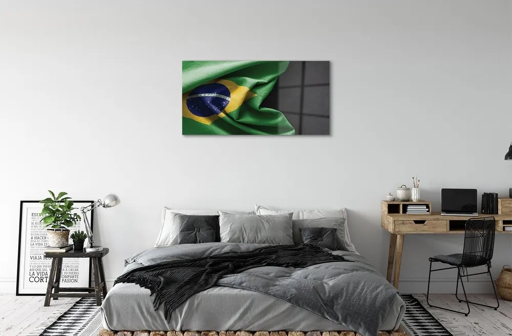 Obraz na skle brazilská vlajka 120x60 cm