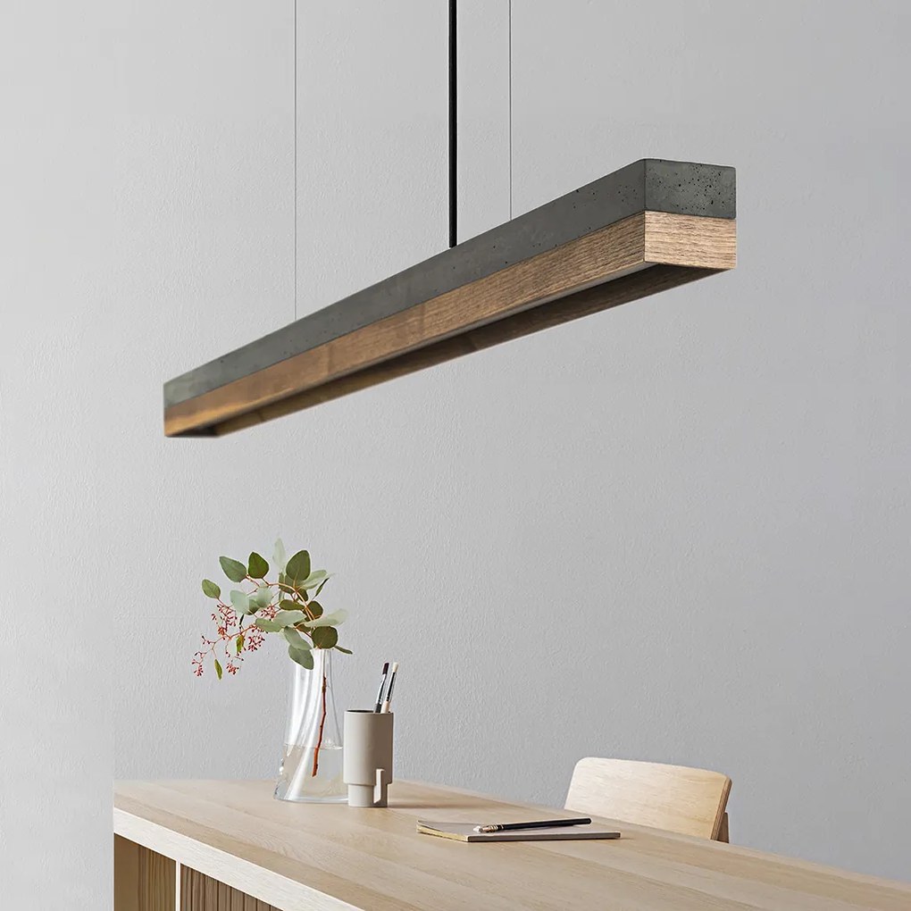 Designové lineární svítidlo ze surových materiálů C1 dark 122 cm  Designové lineární svítidlo ze surových materiálů C1 dark 122 cm Dekor: Ořechové…