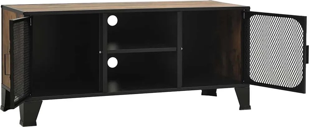 TV skříňka rustikální hnědá 105 x 36 x 47 cm kov a MDF 335909