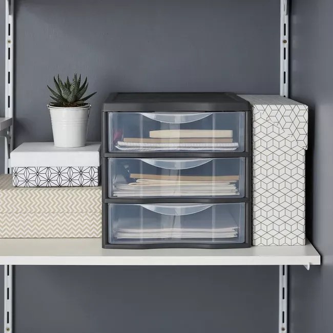 SUNDIS Úložný box se 3 zásuvkami, antracit, OFFICEMIX A4