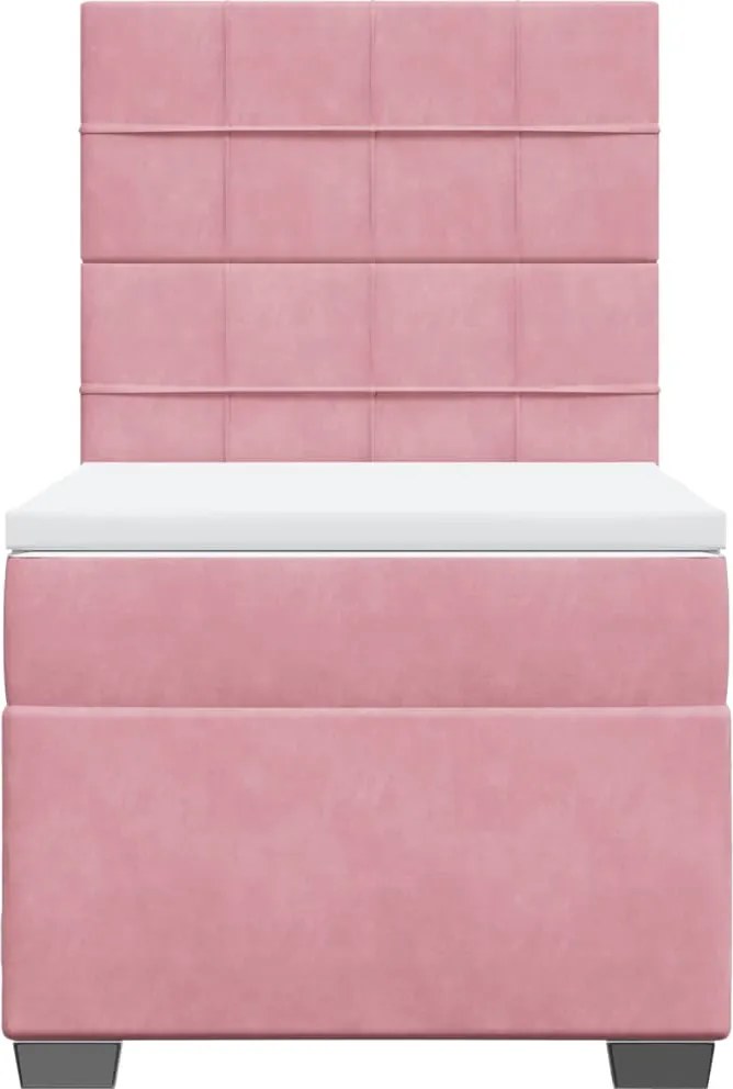 Box spring postel s matrací růžová 90x200 cm samet 3293115