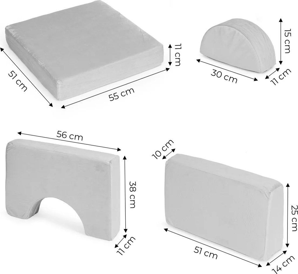 Dětské modulární křeslo DIY šedé