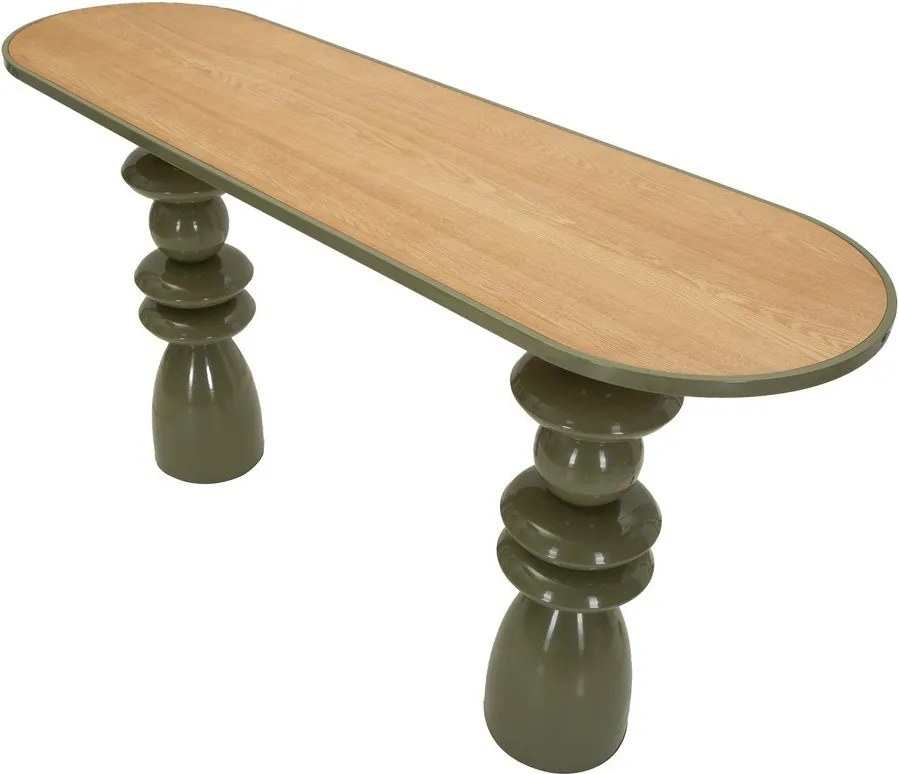 Zelený kovový konzolový stolek 45x150 cm Metal Console – Mauro Ferretti