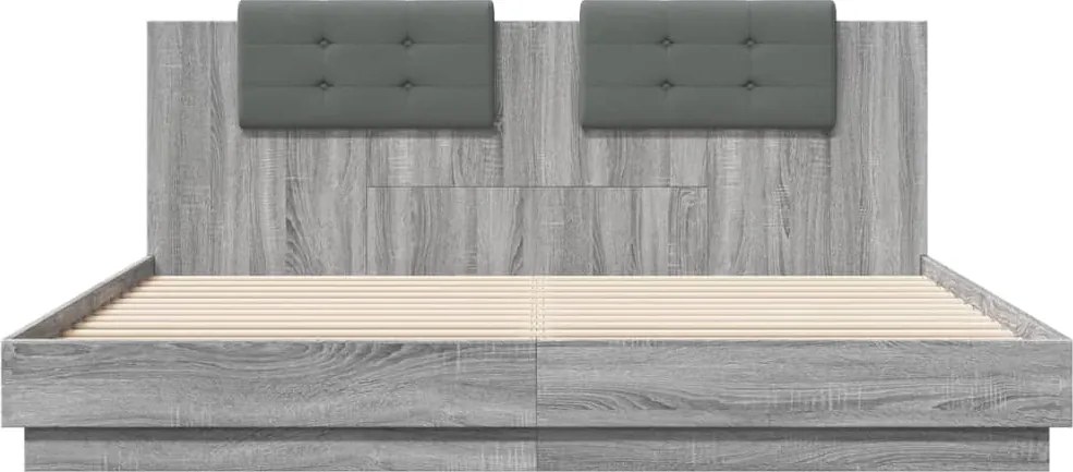 Rám postele s čelem šedý sonoma 200 x 200 cm kompozitní dřevo 3209896