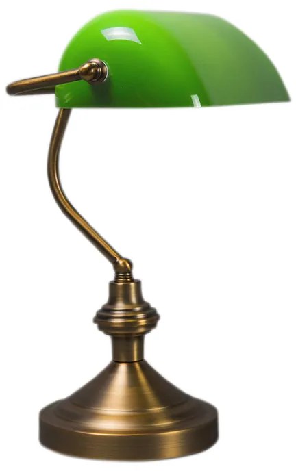 Klasická stolní lampa/lampa notáře bronzová se zeleným sklem - Banker